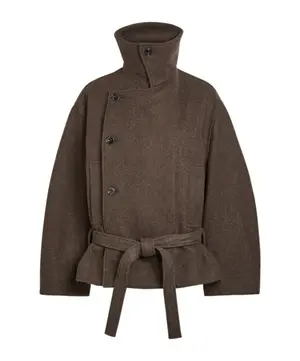 LEMAIRE Wool-blend Wrap Coat - Brown