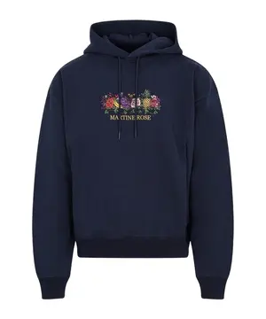 Martine Rose Logo-embroidered Drawstring Hoodie - Black