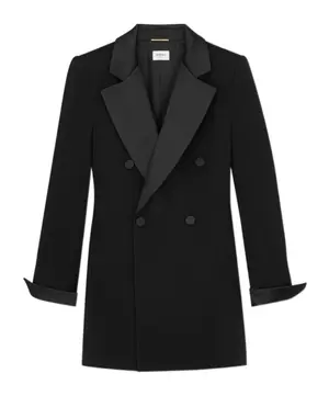 Saint Laurent Double-breasted Wool Coat - Black