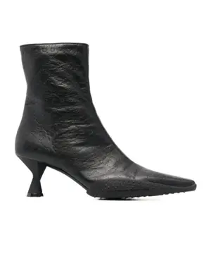MARINE SERRE Pointed Toe Mid-heel Ankle Boots - Black