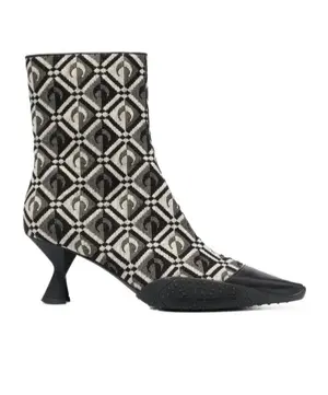 MARINE SERRE Diamant Pointed-toe Ankle Boots - Black