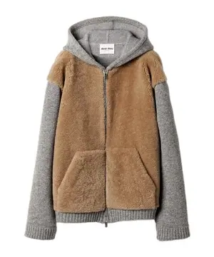 Miu Miu Wool, Cashmere, And Shearling Zipper Blouson Jacket