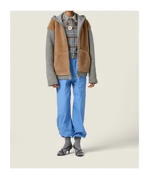 Miu Miu Wool, Cashmere, And Shearling Zipper Blouson Jacket