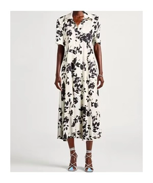MAXCO. Max&co. Satin Floral Print Midi Shirt Dress
