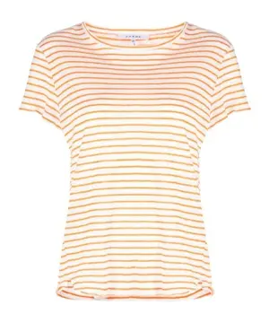 FRAME Striped Organic-linen T-shirt