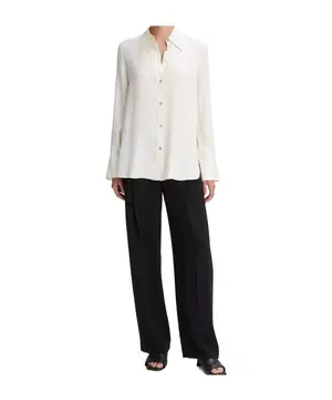 Vince Pointed-collar Long-sleeve Satin Shirt