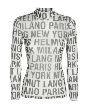 Helmut Lang All-over Logo Print High Neck Top