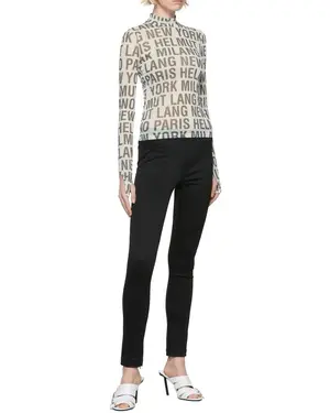 Helmut Lang All-over Logo Print High Neck Top