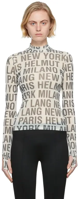 Helmut Lang All-over Logo Print High Neck Top