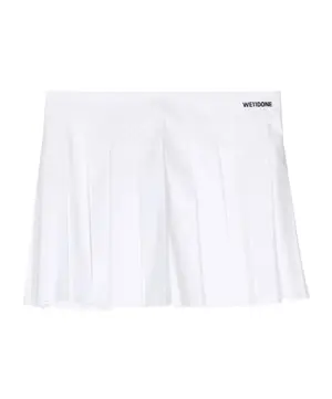 We11Done Pleated Cotton Skirt With Embroidered Logo