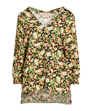 Marni Floral Print V-neck Short-sleeved Top - Black