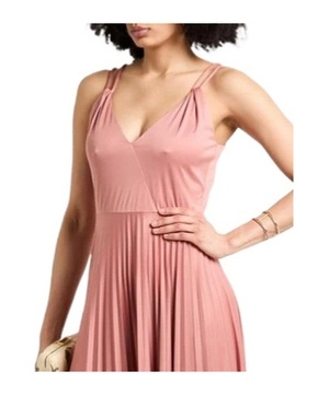 MAXCO. Pleated V-neck Sleeveless Maxi Dress