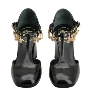 ROGER VIVIER 85mm Leather Heeled Pumps With Metal Charms And Crystal Details