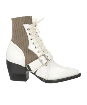 Chloé Two-tone Spliced Sock Boots - White