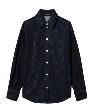 TWINSET Rhinestone-embellished Denim Shirt