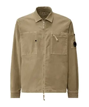C.P. COMPANY Corduroy Lens Zipped Overshirt - Brown