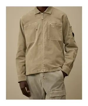 C.P. COMPANY Corduroy Lens Zipped Overshirt - Brown
