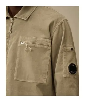 C.P. COMPANY Corduroy Lens Zipped Overshirt - Brown