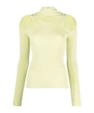 Coperni Cut-out Ribbed-knit Jumper - Light Green