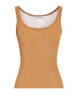 Max Mara Solid Sleeveless Knit Top - Brown