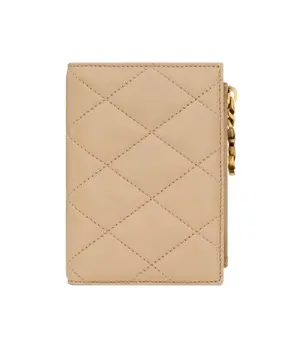 Saint Laurent Cassandre Bijou Bi-fold Wallet In Lambskin - Nude