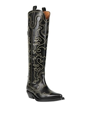 GANNI Classic Solid Color Denim Boots