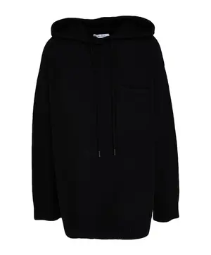 Max Mara Solid Color Hooded Knit Sweater - Black