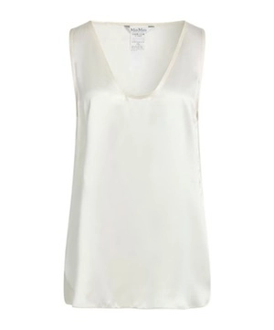 Max Mara Solid Satin Sleeveless Top - White