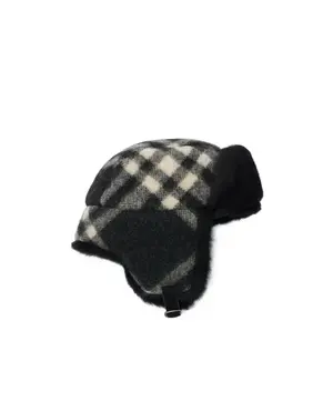 Burberry Checked Tribar Trapper Hat - Black