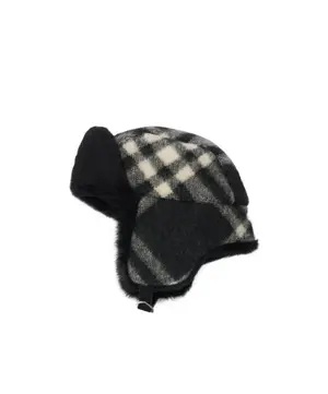 Burberry Checked Tribar Trapper Hat