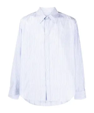 Martine Rose Striped Logo-print Cotton Shirt - White