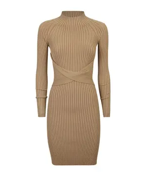 DION LEE Twist Cut-out Ribbed Dress - Brown