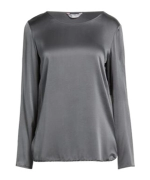 Max Mara Minimalist Solid-color Crew Neck Versatile T-shirt - Gray