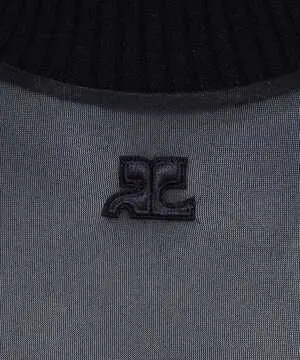 COURREGES Logo Patch High Neck Long Sleeve Top - Black