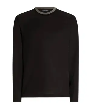 Dolce & Gabbana Contrast-trim Long-sleeve T-shirt - Black