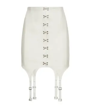 DION LEE Bodycon Mini Skirt With Garter Detail - White