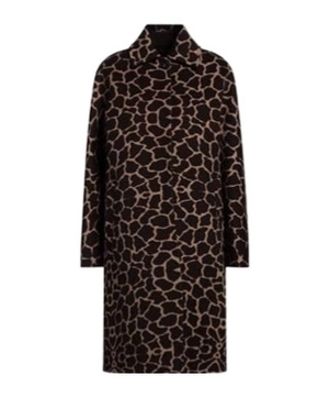 Max Mara Stylish Leopard Print Minimalist Coat - Black