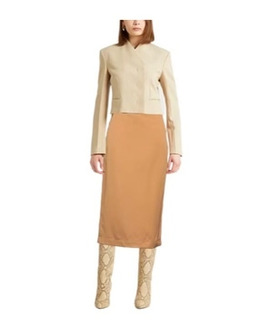 Max Mara Solid Twill Flare Skirt - Nude