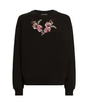 Dolce & Gabbana Orchid Embroidered Sweatshirt