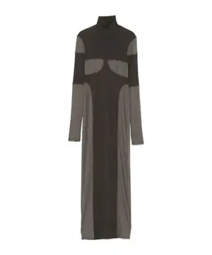 Nanushka Patchwork Maxi Dress With Roll Neck And Long Sleeves - Black