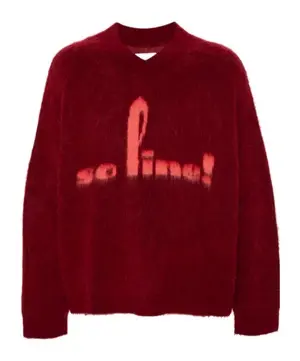 Martine Rose Brushed V-neck Sweater - Red