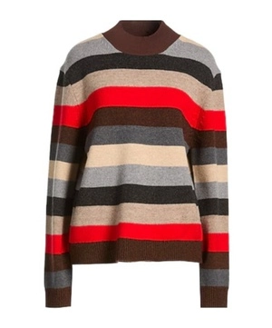Tory Burch Lightweight Striped Wool Knit Sweater - Black