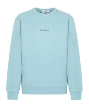 Stone Island Sweatshirt With Front And Back Print - Light Blue