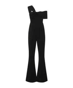 Roland Mouret Asymmetrical Stretch Viscose Cady Jumpsuit - Black