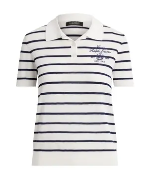 Ralph Lauren Short Sleeved Striped Polo Shirt - White