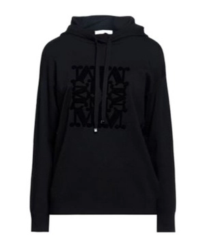 Max Mara Printed Wool Hooded Top - Black