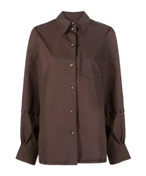 Nanushka Laser-cut Long-sleeve Shirt - Brown