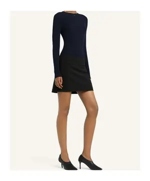 COURREGES Ribbed-knit Jumper With Lingerie Detail - Navy Blue