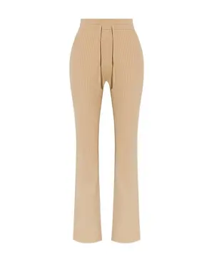 Nanushka Ribbed Knit Flared Trousers - Nude