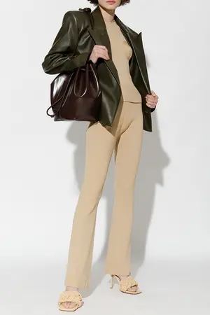Nanushka Ribbed Knit Flared Trousers - Nude